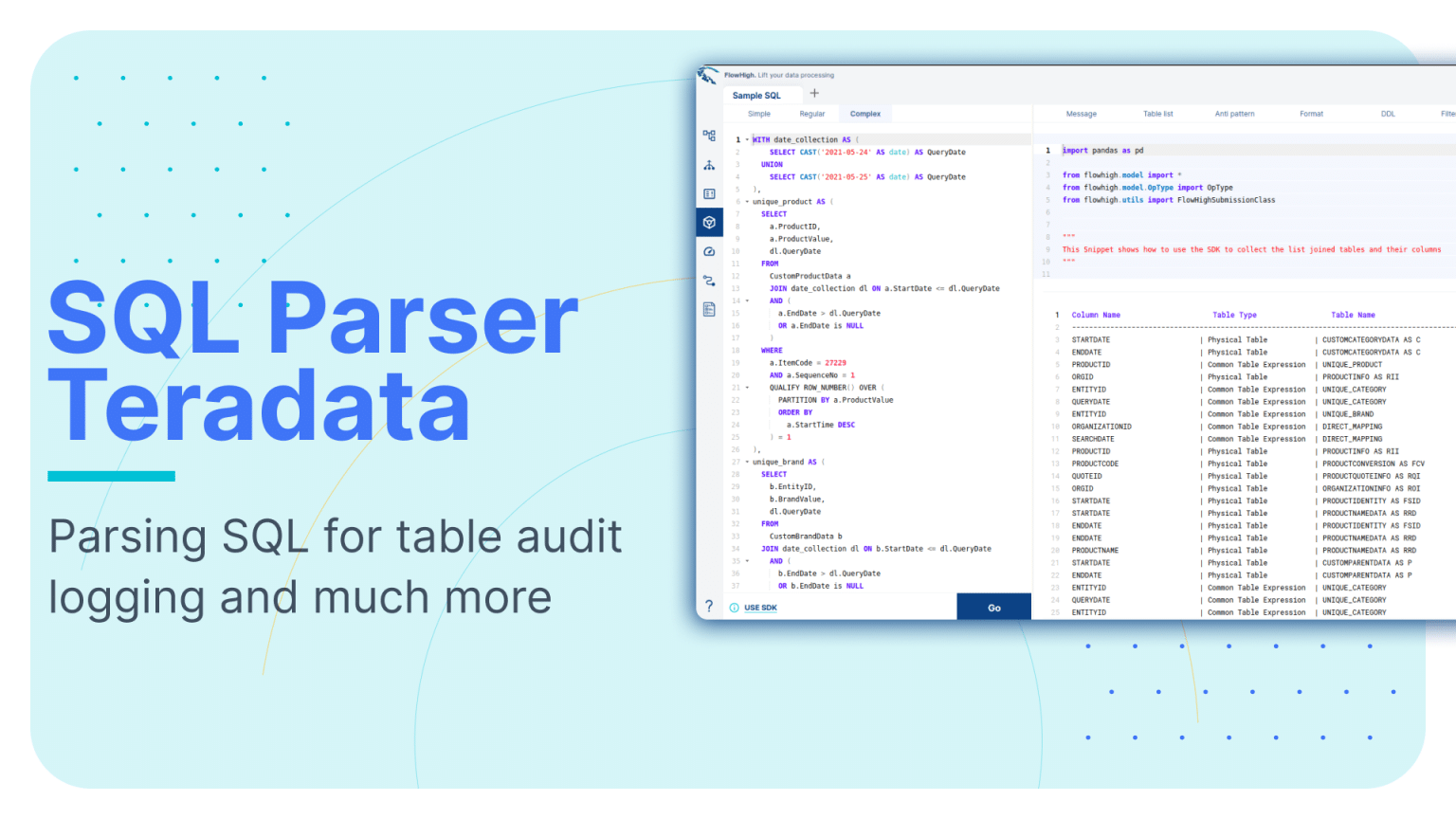 Deep dive on SQL parsing on Teradata
