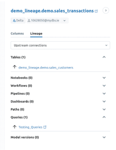 Databricks Data Lineage - API, Tables, Unity Catalog